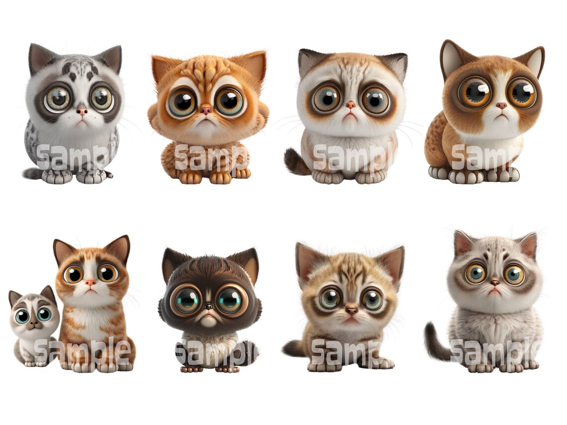 Cute Cat Clipart Bundle, Chibi Kitten PNG (digital Download) - Etsy