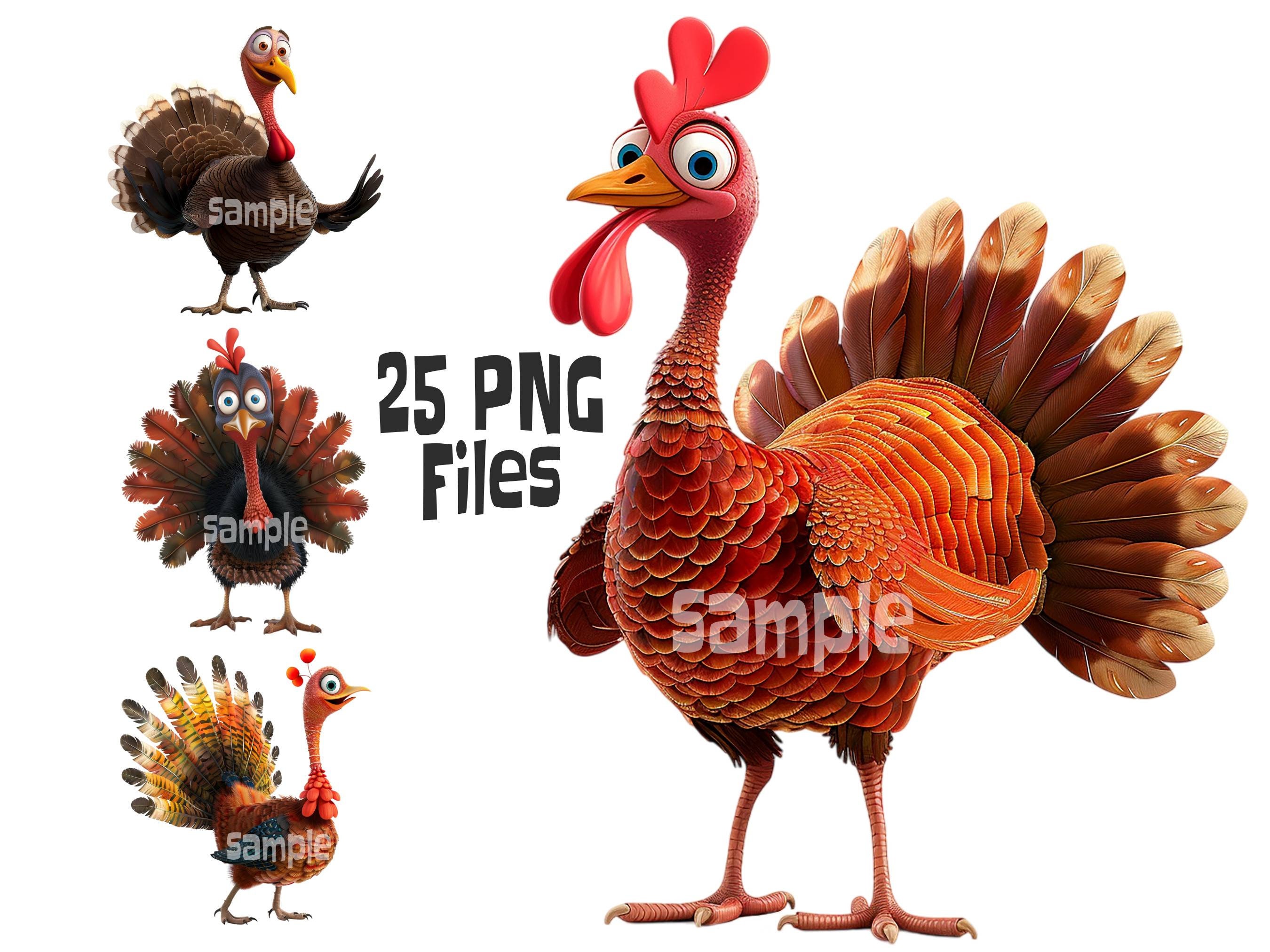 Cute Turkey Clipart, Funny Turkey PNG, Thanksgiving Theme PNG, Autumn ...