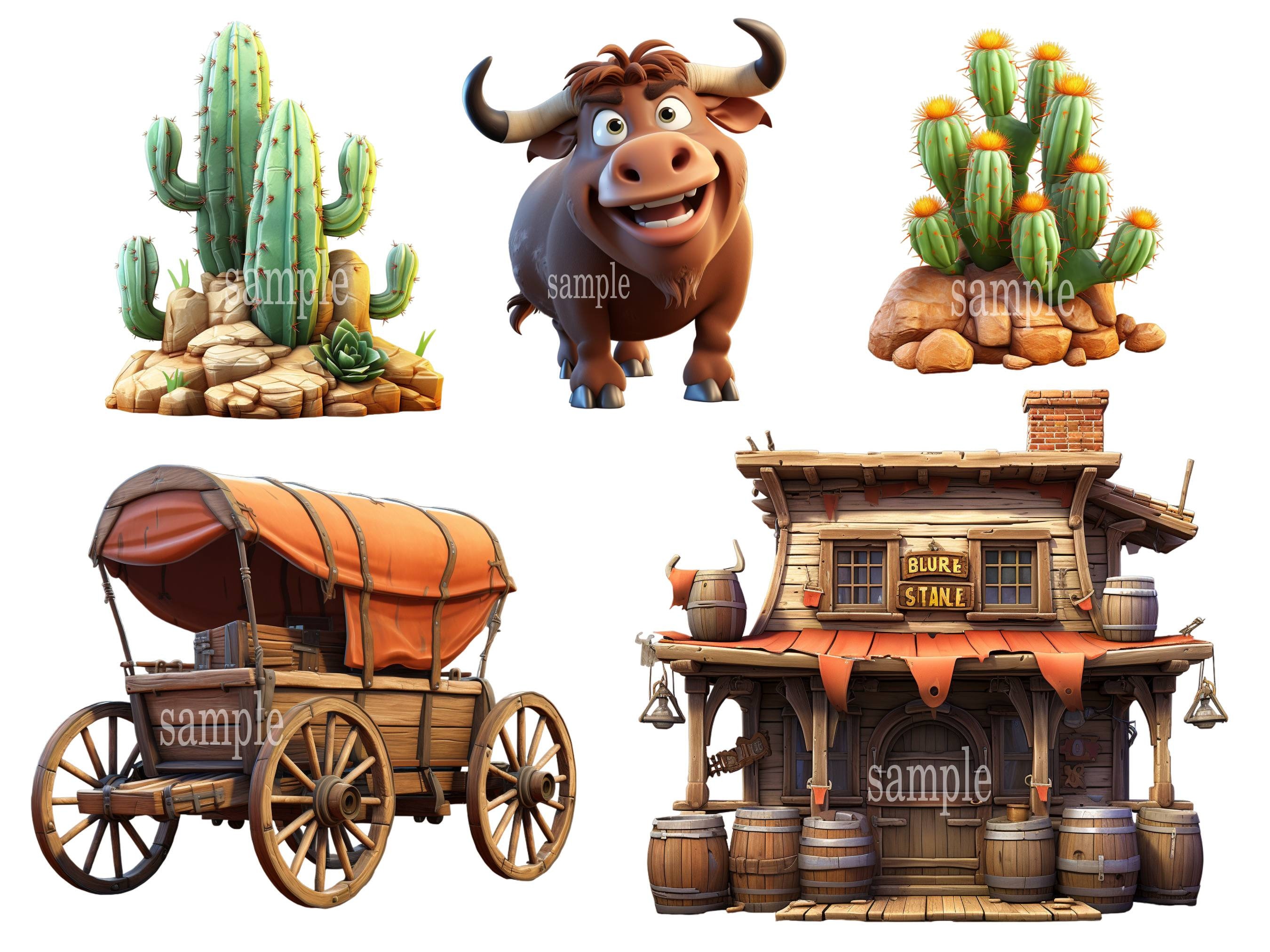 Wild West Cowboy Clipart Bundle: Desert Graphic Designs (PNG) - Etsy