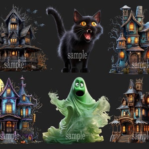 Haunted House Clipart, Cute Halloween Clipart, Creepy Halloween Clipart ...
