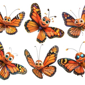 Monarch Butterfly Clipart Bundle: Flying Butterfly Designs (PNG) - Etsy
