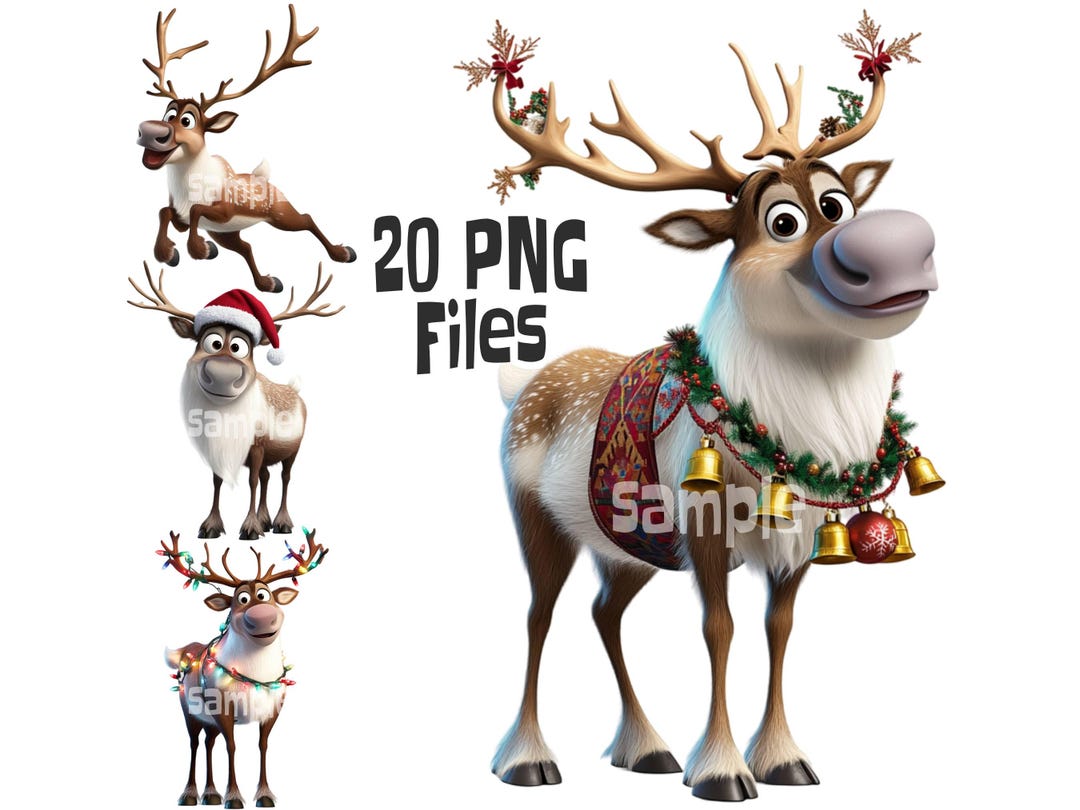 Whimsical Reindeer Clipart, Festive Reindeer Clipart, Cute Reindeer ...