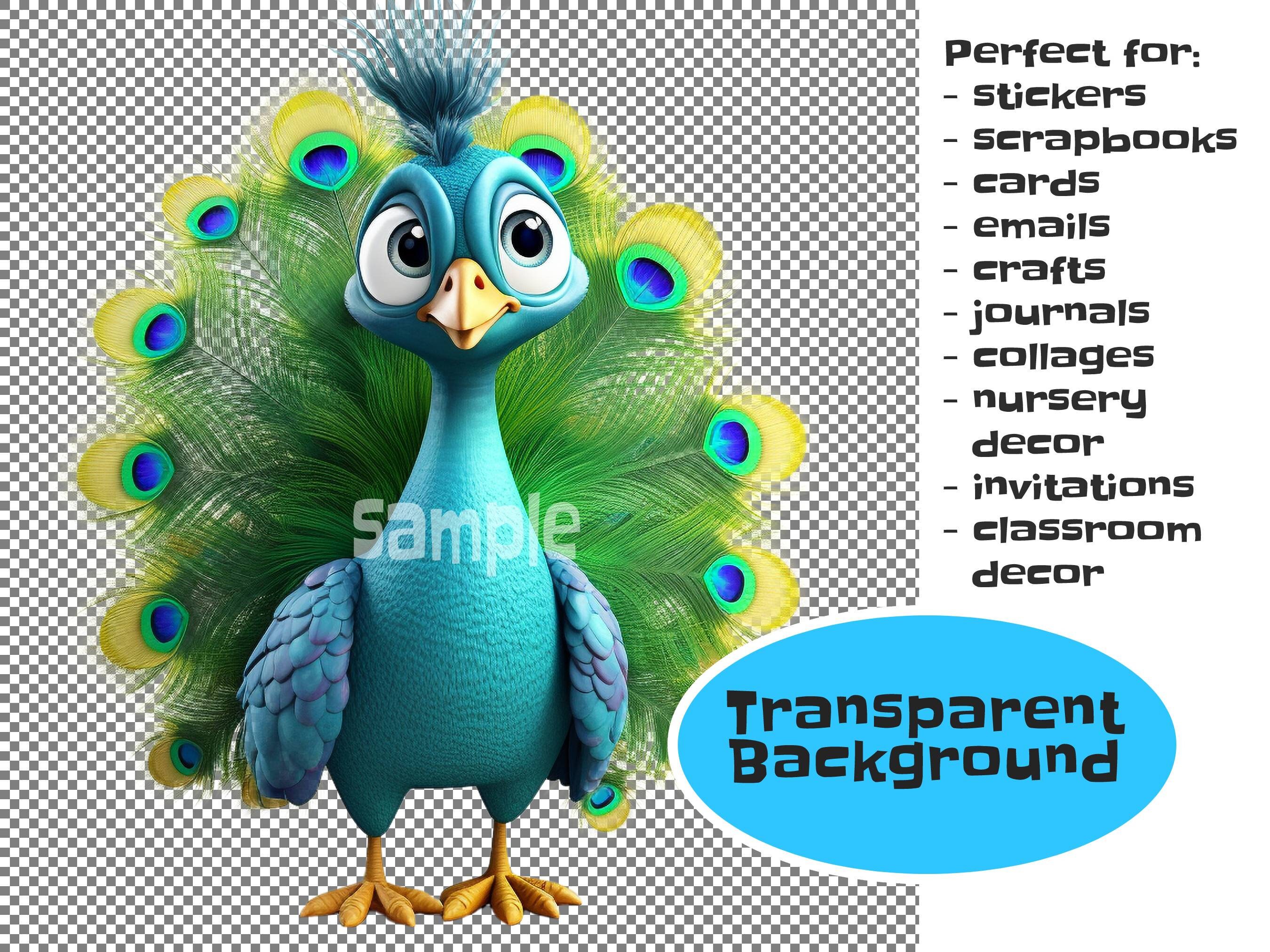 Colorful Peacock Clipart, Cardmaking Clipart, Colorful Clipart, Peacock ...