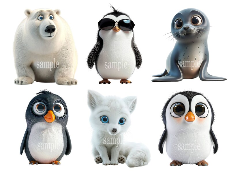 Arctic Friend Clipart, Cute Artic Animal Clipart, Cute Polar Bear ...