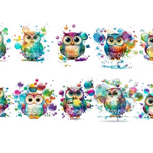 Owl Watercolor Clipart, Owl Png, Colorful Owl Clipart, Cute Owl ...