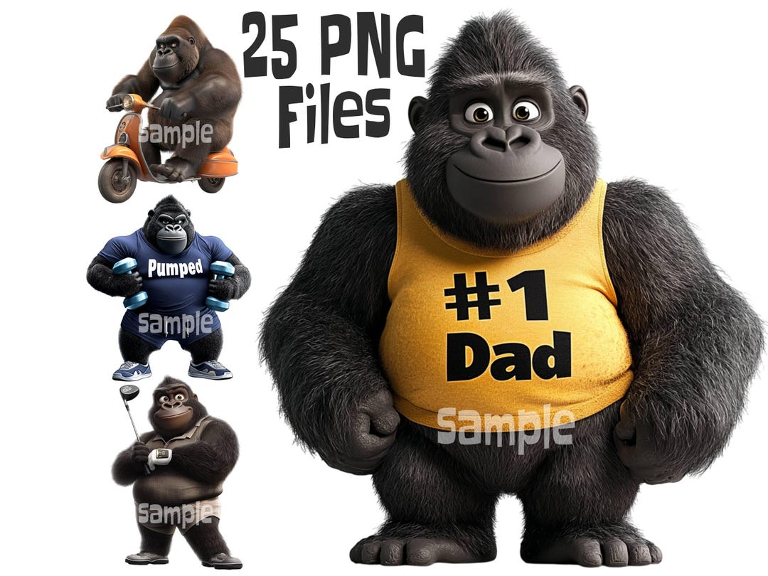Gorilla Clipart Bundle: Safari Animal PNG Graphics (commercial Use) - Etsy