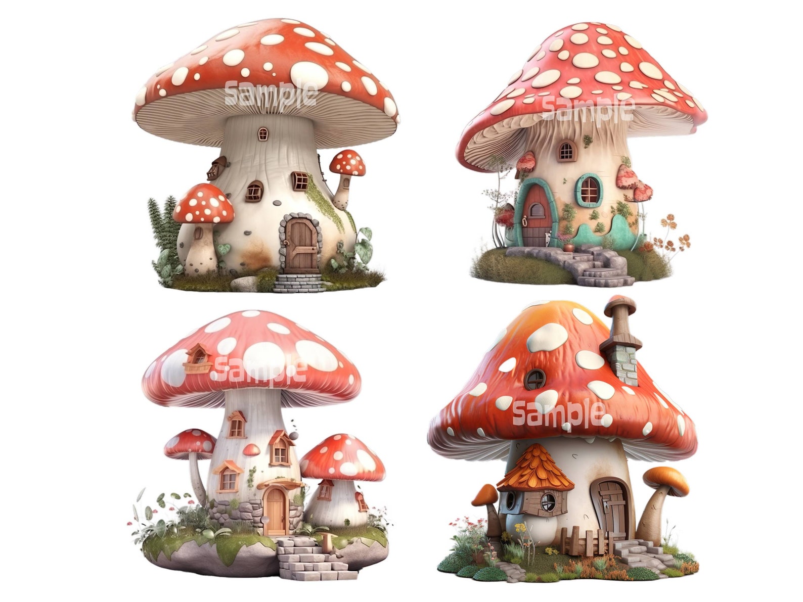 Fairy Mushroom House Clipart Colorful Mushroom House Clipart - Etsy