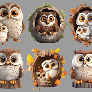 Whimsical Owl Clipart Collection, Owl PNG, Woodland Owl, Cute Owl, Cute ...