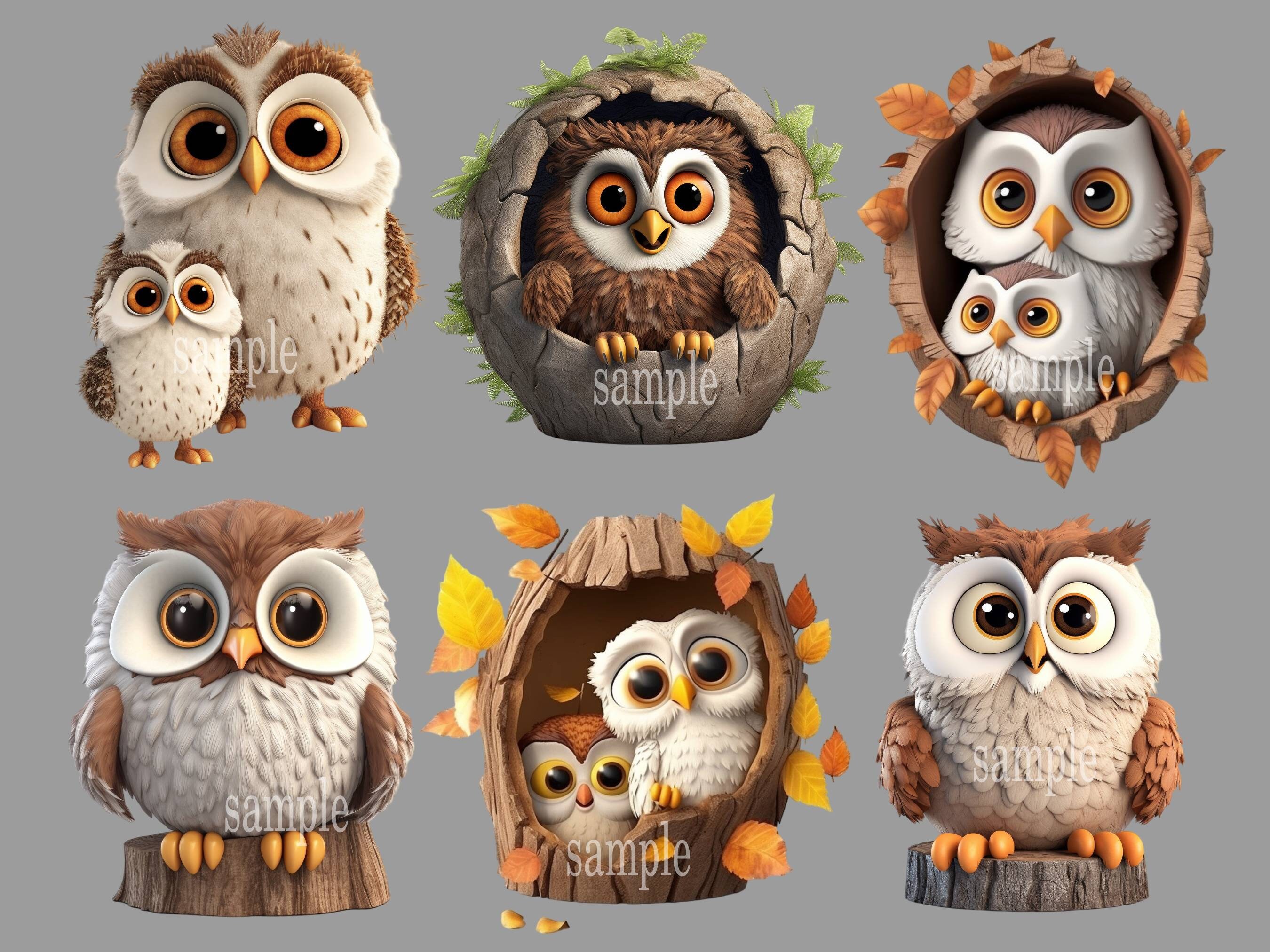 Whimsical Woodland Owl Clipart Cute Woodland Owl PNG - Etsy
