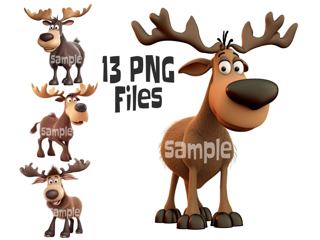 Cute Moose Clipart, Moose PNG, Childrens Clipart Designs, Cardmaking ...