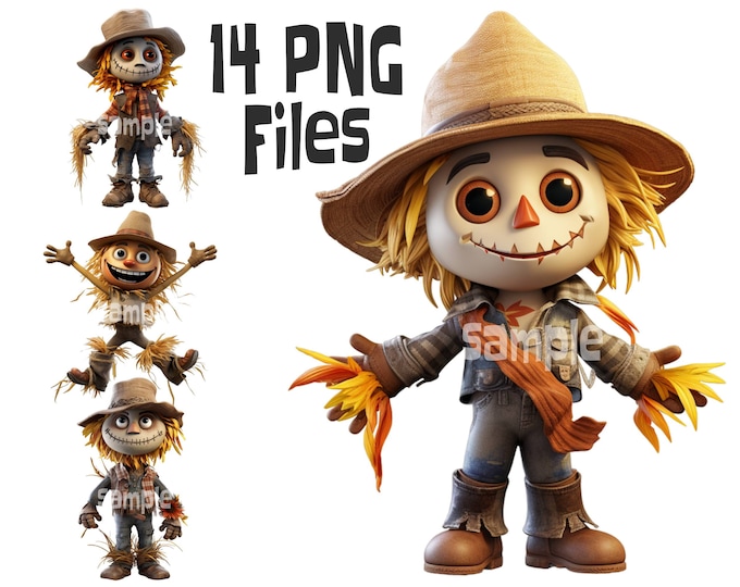 Cute Scarecrow Clipart Bundle, Fall Autumn Thanksgiving Clipart, Jpgs ...
