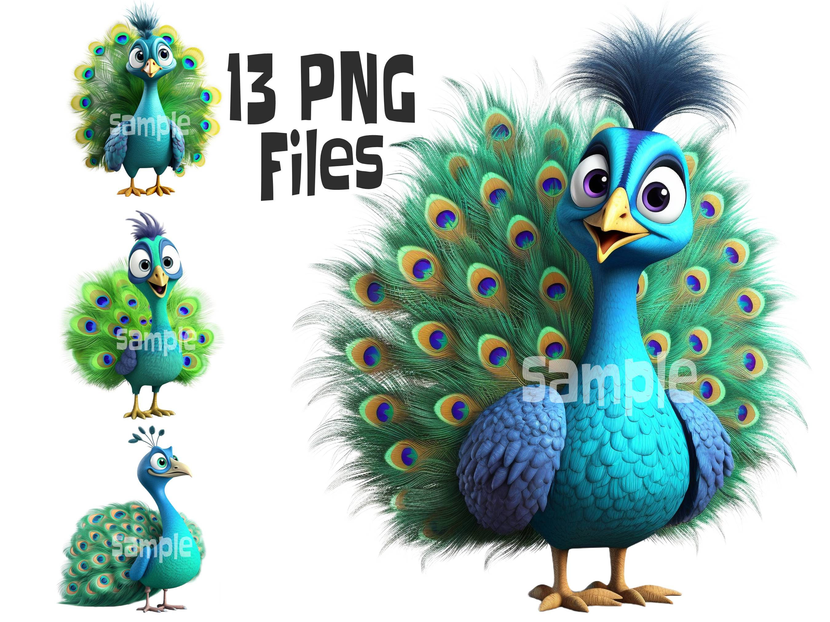 Colorful Peacock Clipart, Cardmaking Clipart, Colorful Clipart, Peacock ...