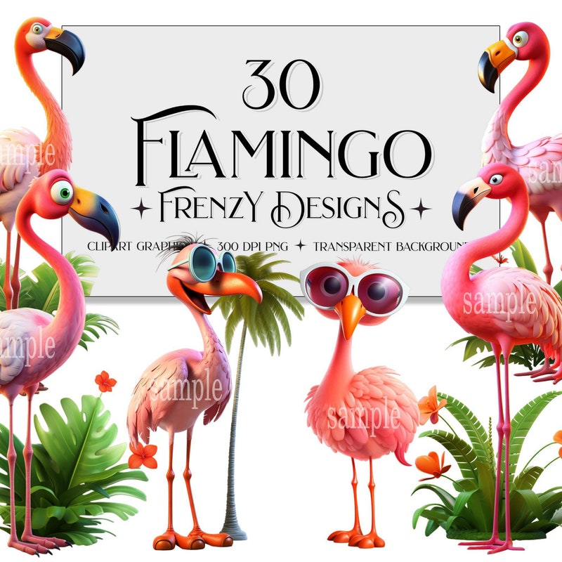 Flamingo Clipart - Etsy