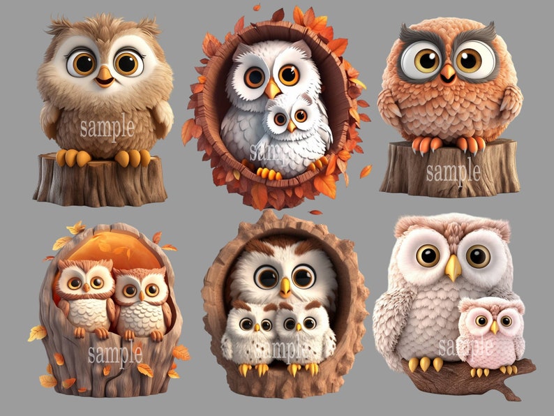 Whimsical Woodland Owl Clipart Cute Woodland Owl PNG - Etsy