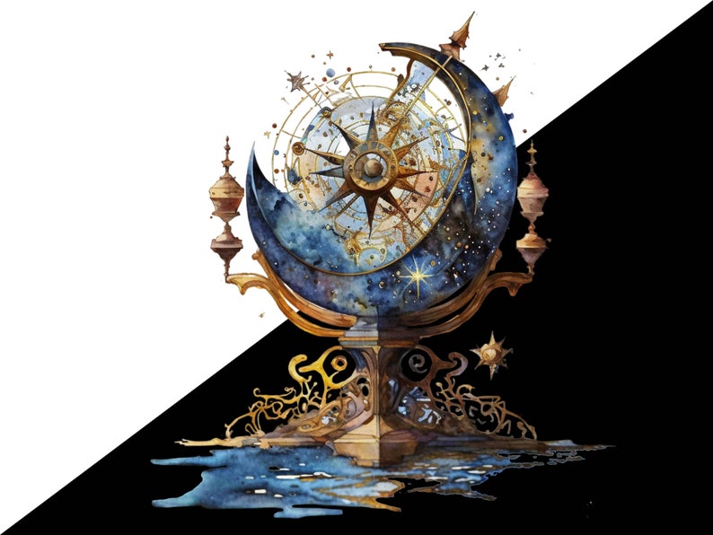 Celestial Astrolabe Graphic Designs, 20 Printable Digital Art Set for ...