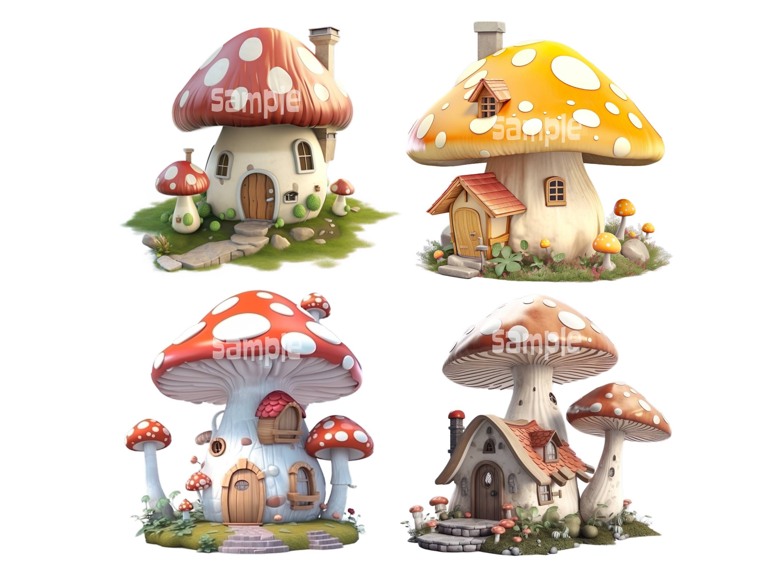 Fairy Mushroom House Clipart Colorful Mushroom House Clipart - Etsy