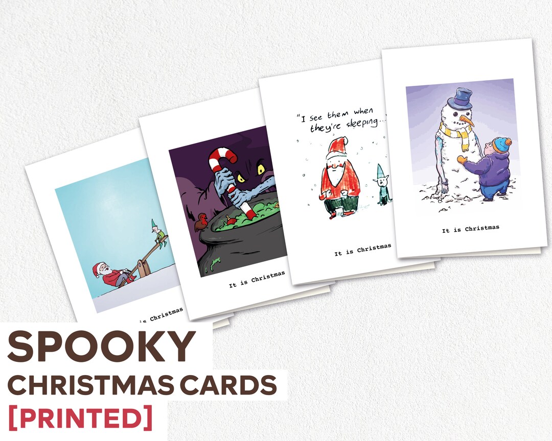 Creepy Christmas Cards Halloween Theme Xmas Greetings Cards - Etsy