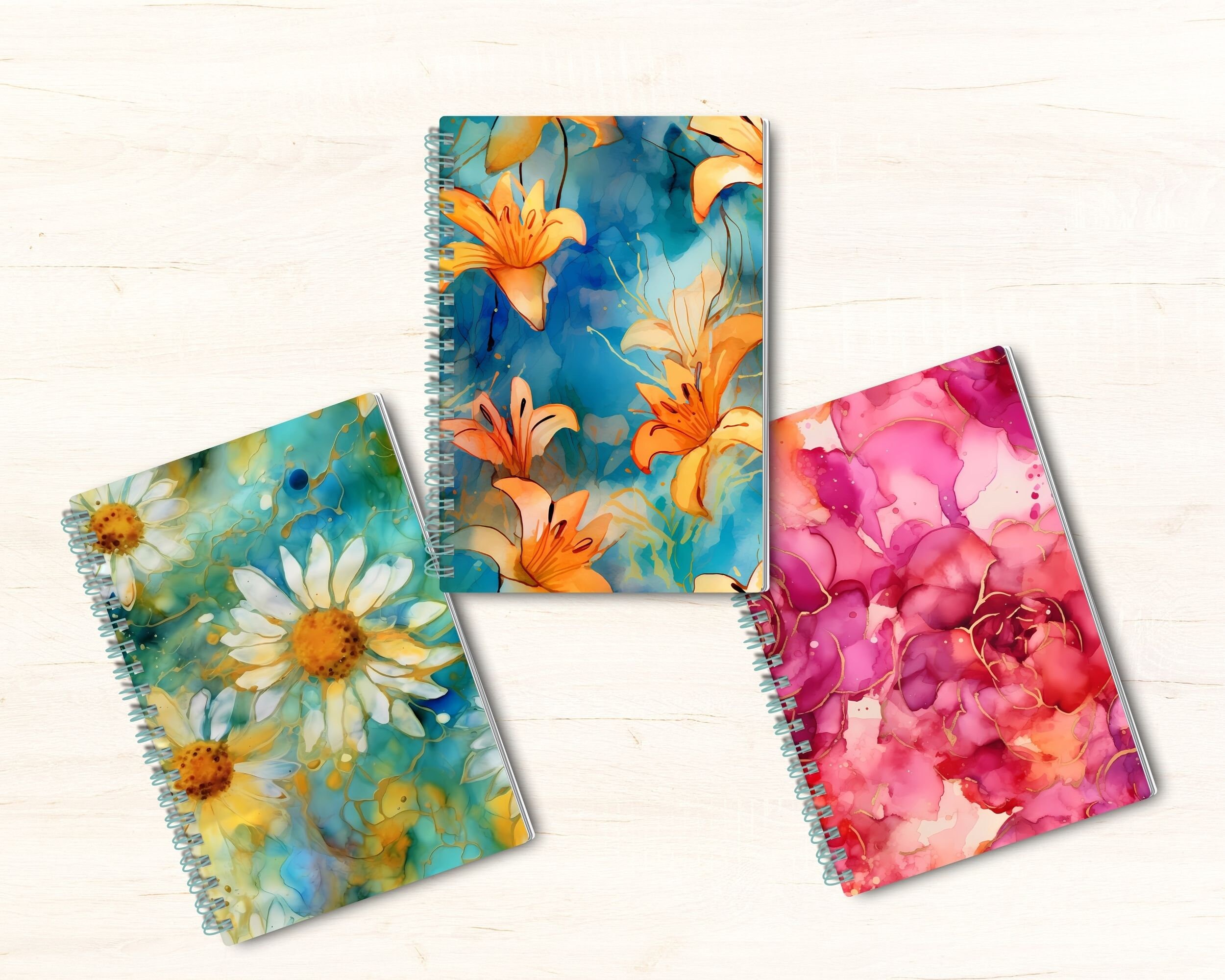 Alcohol Ink Flowers Digital Papers, Seamless Floral Patterns ...