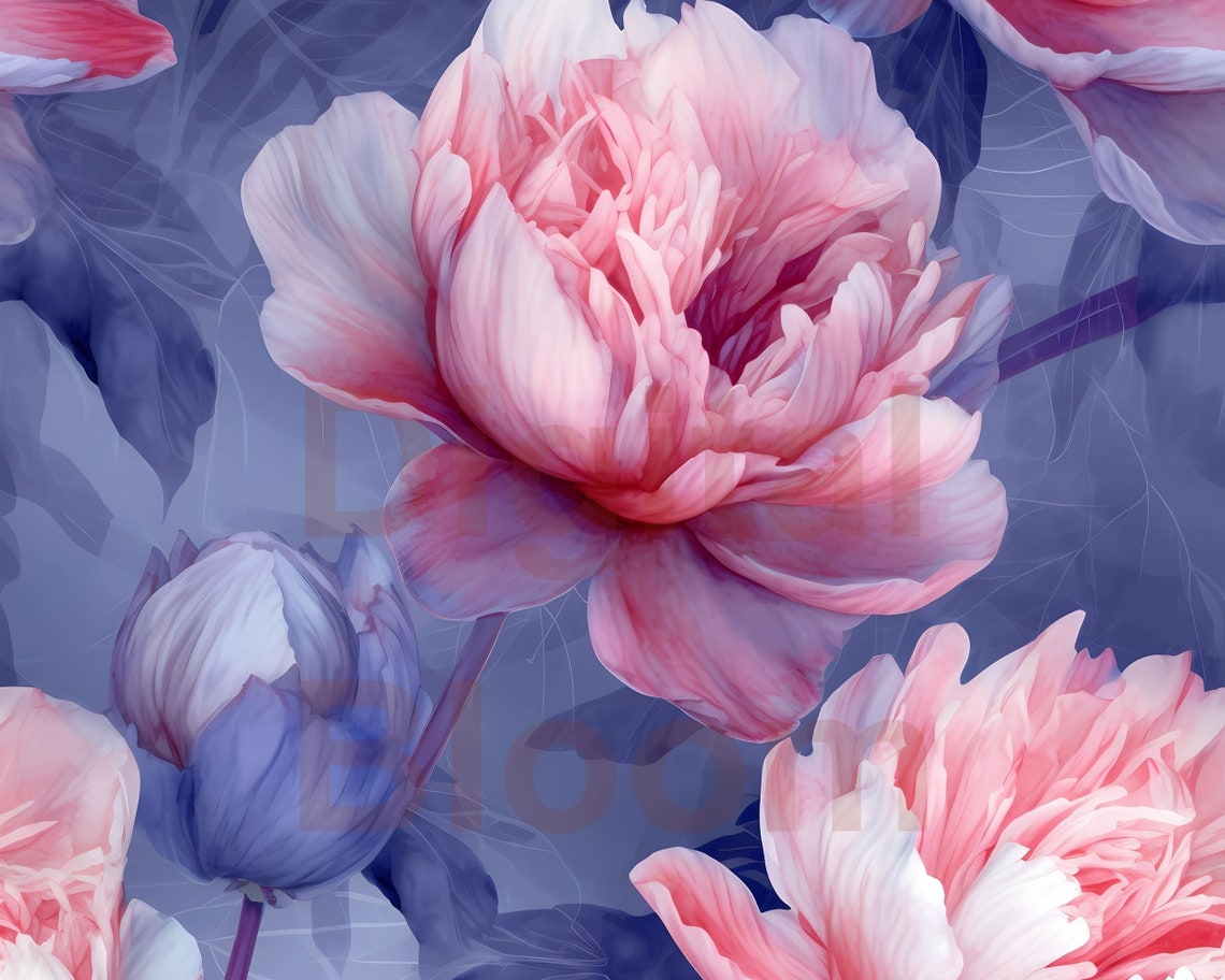 Flowers Pattern X-ray Style Digital Papers, Seamless Floral Digital ...