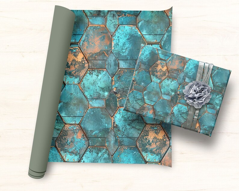 Teal and Copper Grunge Digital Papers, Distressed Seamless Patterns ...