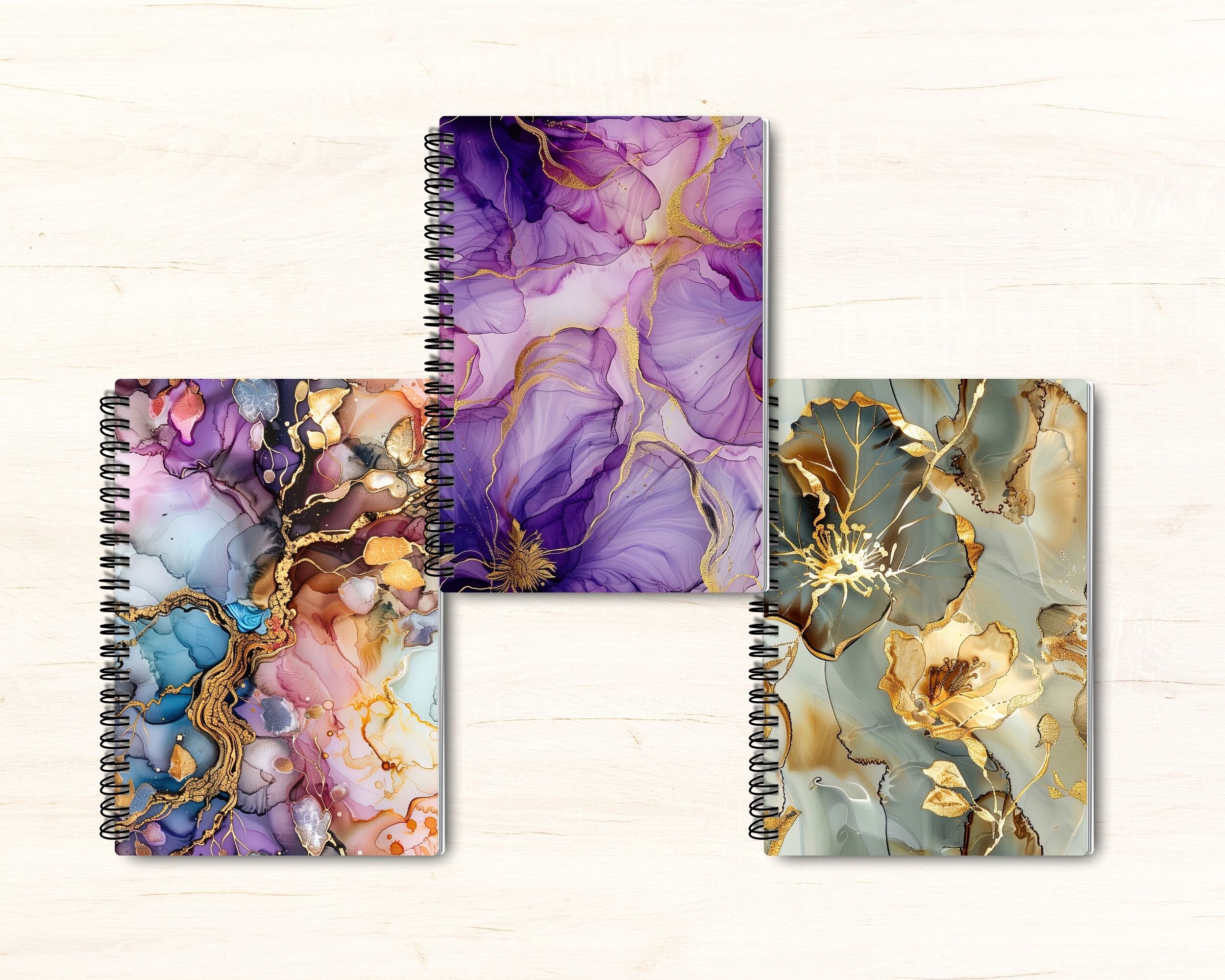 Alcohol Ink Golden Floral, Seamless Floral Patterns, Digital Papers ...