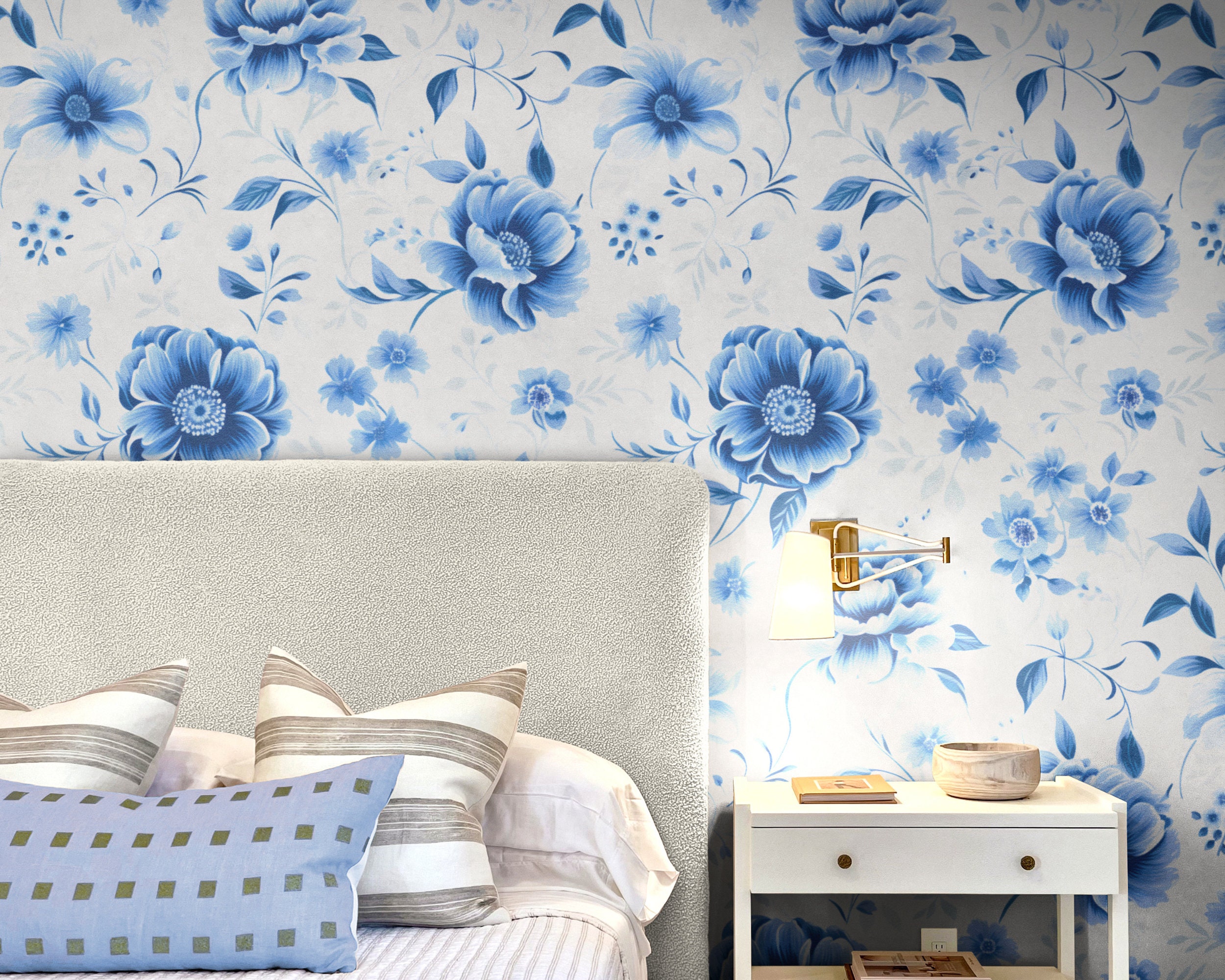 Blue Flowers Seamless Pattern, Blue Floral Pattern, Spring Blue Floral ...