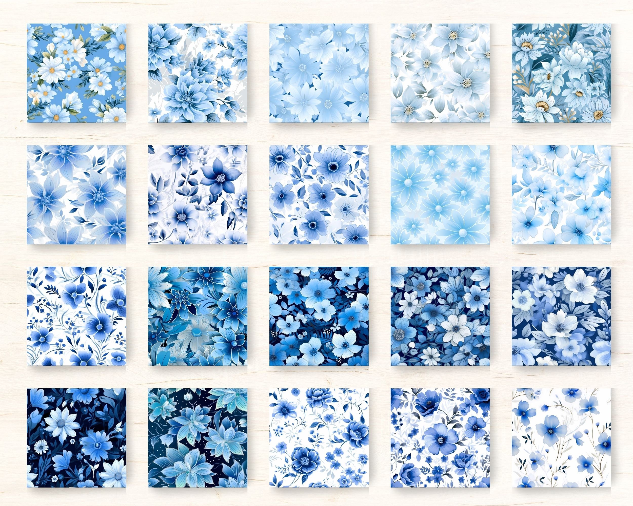 Blue Flowers Seamless Pattern, Blue Floral Pattern, Spring Blue Floral ...