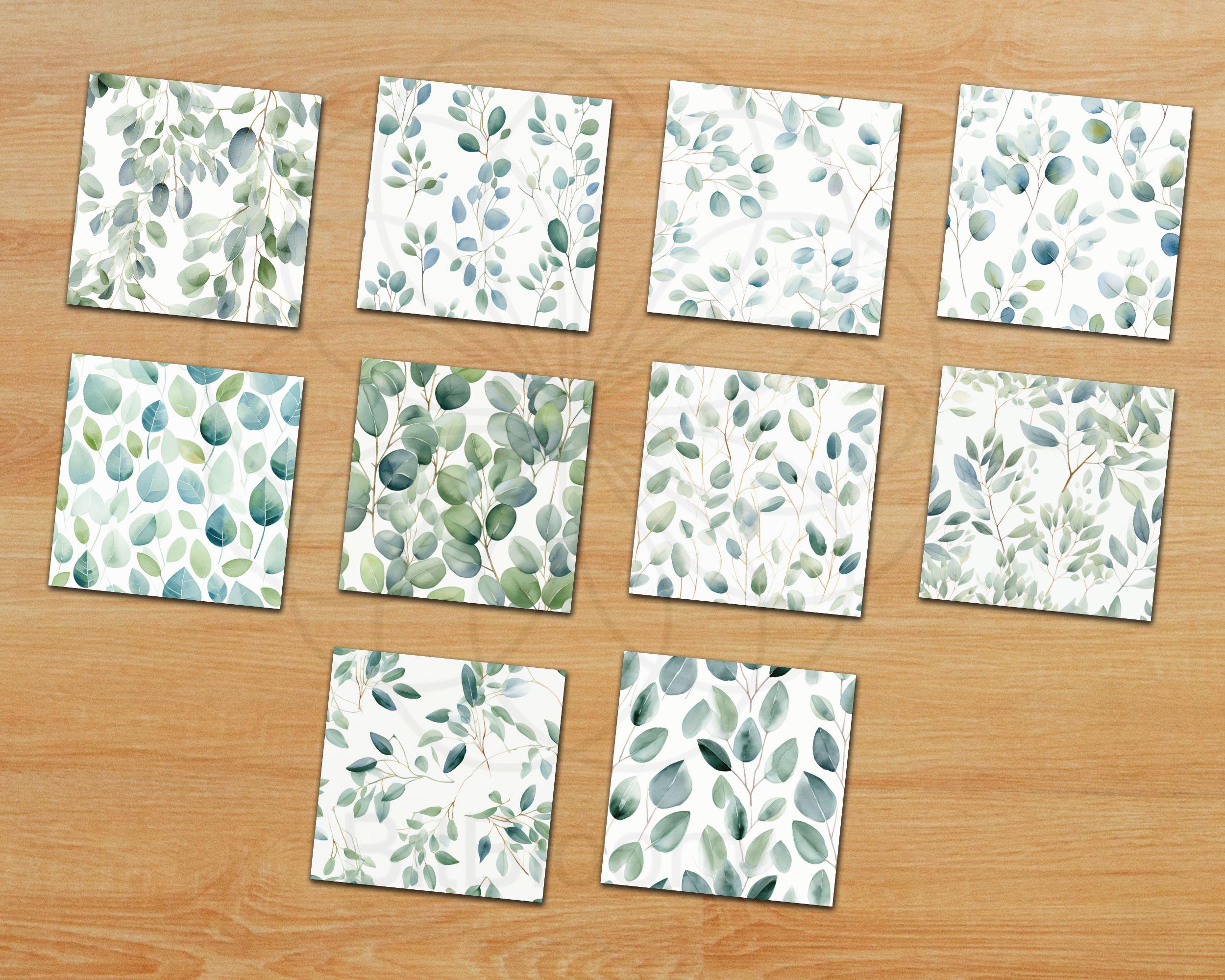 Watercolor Eucalyptus Leaves Digital Papers, Eucalyptus Leaves Seamless ...