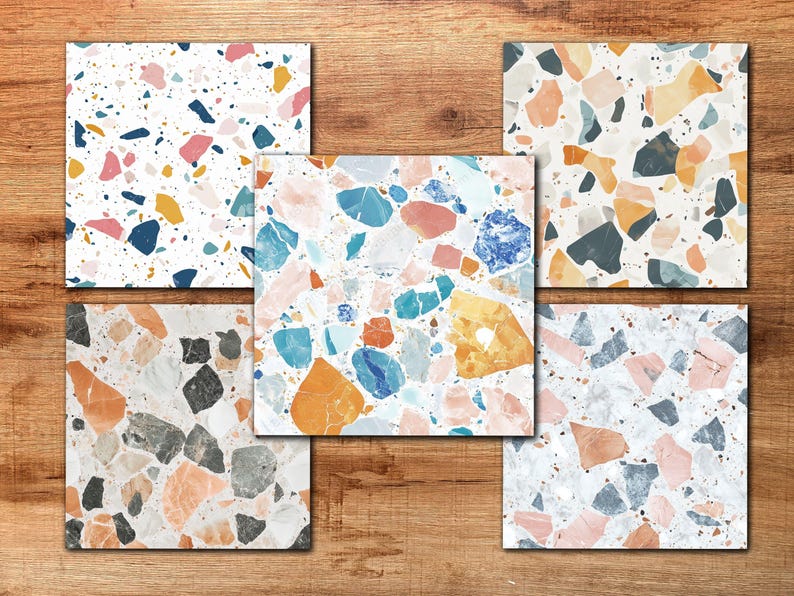 Terrazzo Texture Backgrounds, Seamless Terrazzo Digital Papers ...