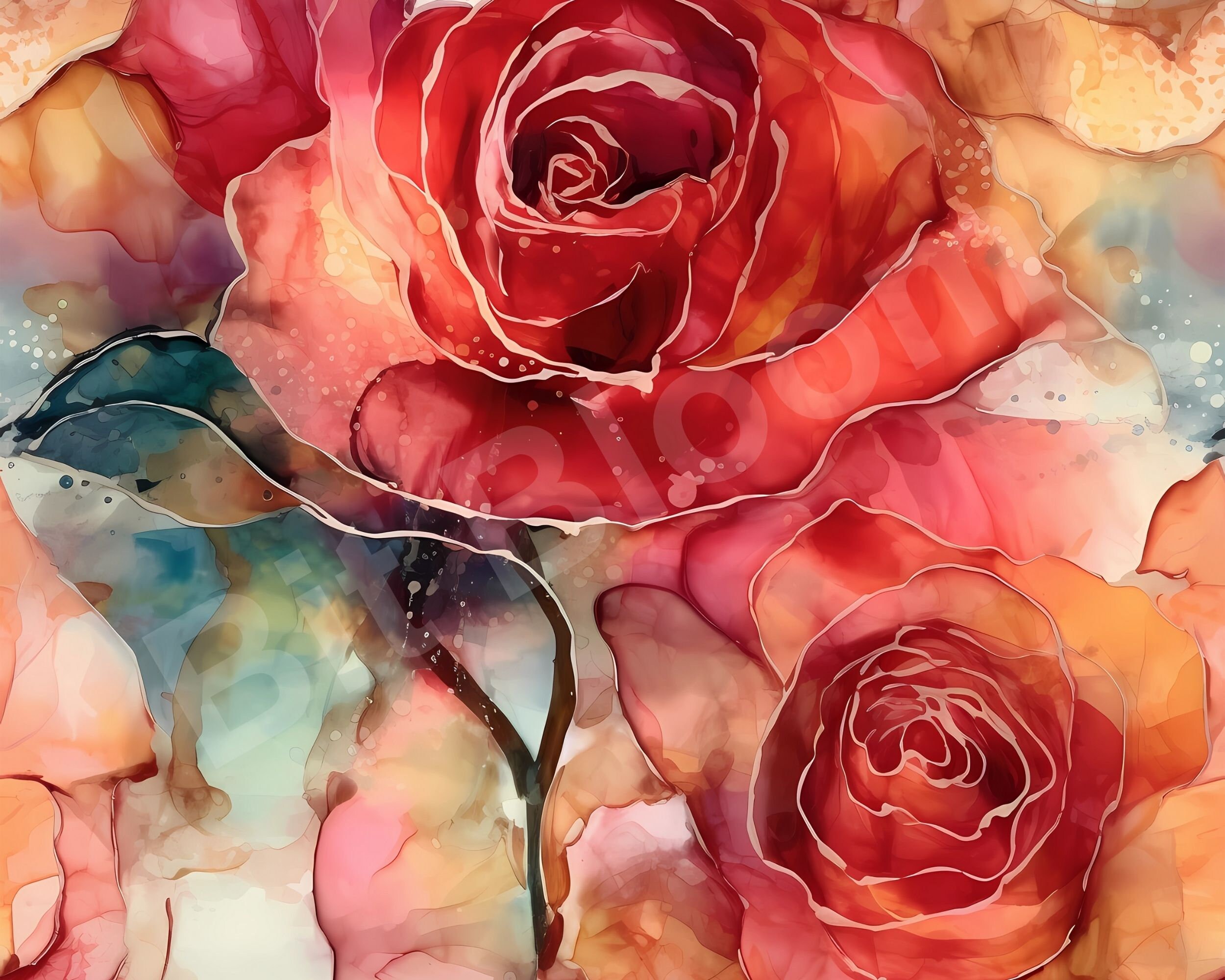Alcohol Ink Flowers Digital Papers, Seamless Floral Patterns ...