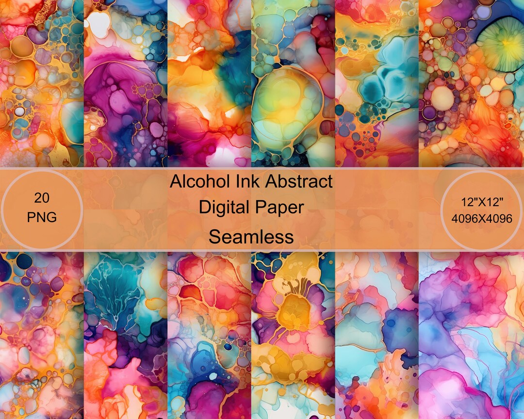 Alcohol Ink Digital Paper, Seamless Abstract Backgrounds, Alcohol Ink ...