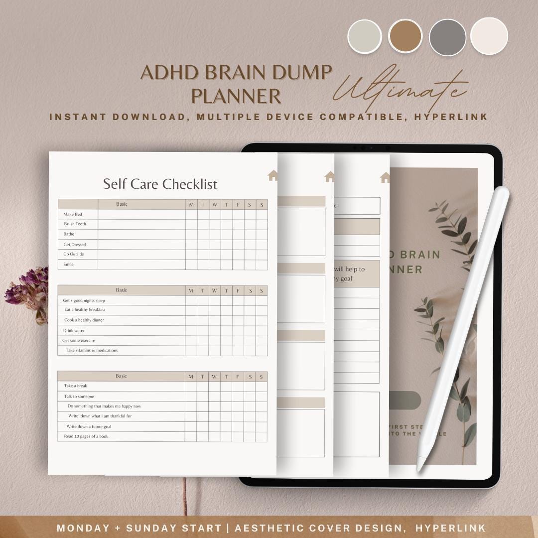ADHD Brain Dump Planner, Printable Mind Declutter Journal, Mental ...