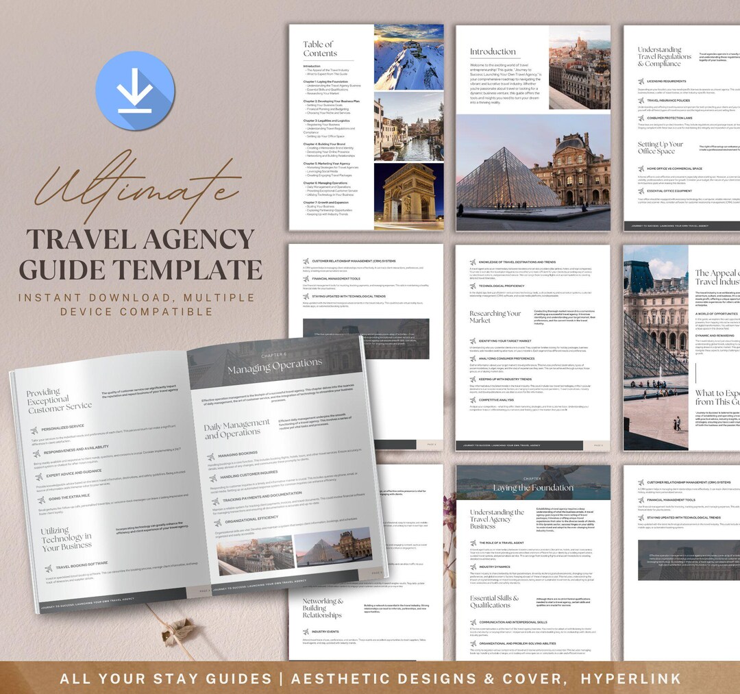Travel Agency Guide Template, Editable Travel Planner, Customizable ...