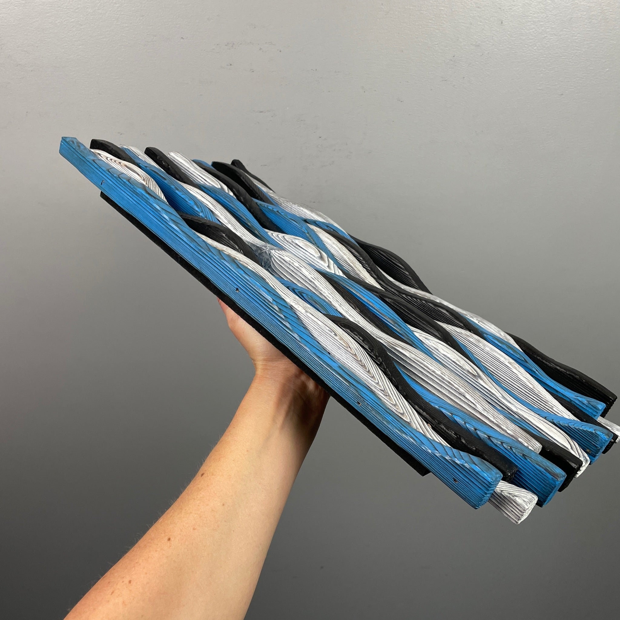 Wood Wall Art Blue White and Black Waves Shou Sugi Ban Burnt Cedar - Etsy