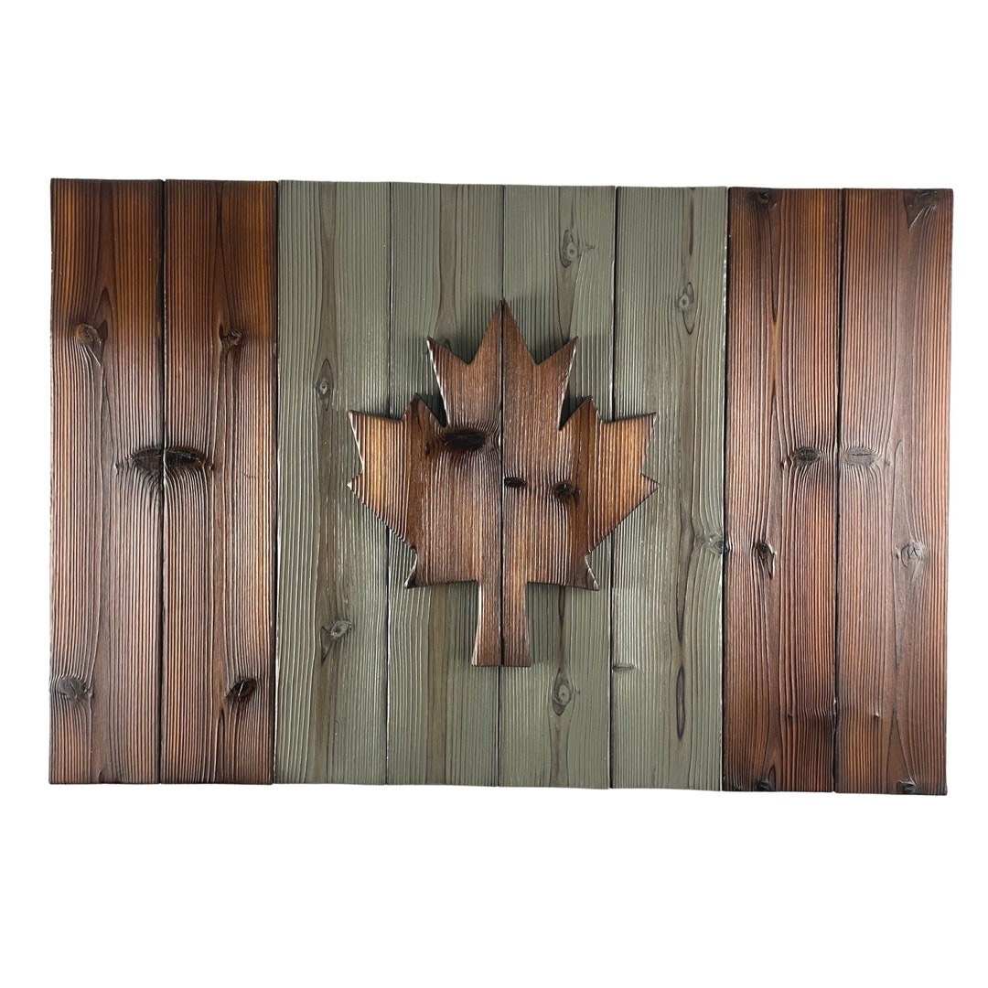 Custom Wood Canadian Flag 30 X 20 Burnt Cedar Shou Sugi Ban Patio Deck ...