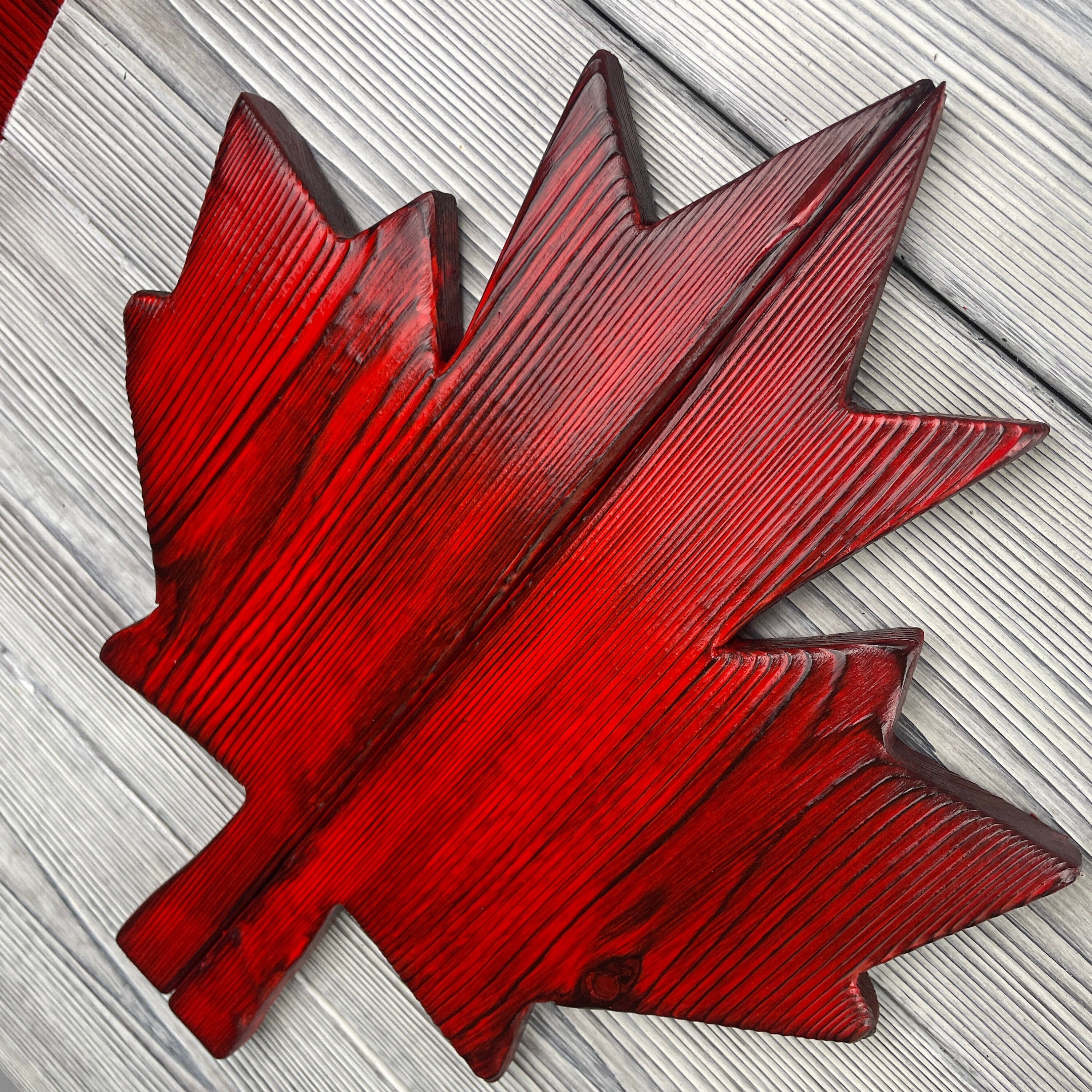 Custom Wood Canadian Flag 30 X 20 Burnt Cedar Shou Sugi Patio Deck ...