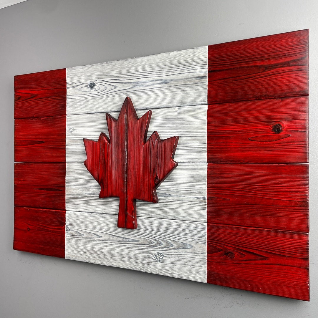 Custom Wood Canadian Flag 30 X 20 Burnt Cedar Shou Sugi Patio Deck ...