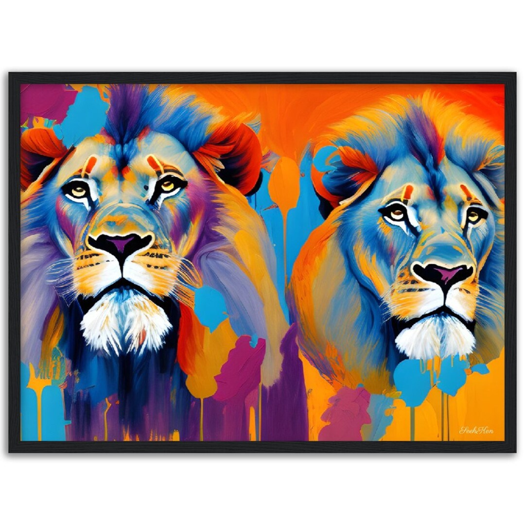 King Lion Premium Matte Paper Wooden Framed Poster - Etsy