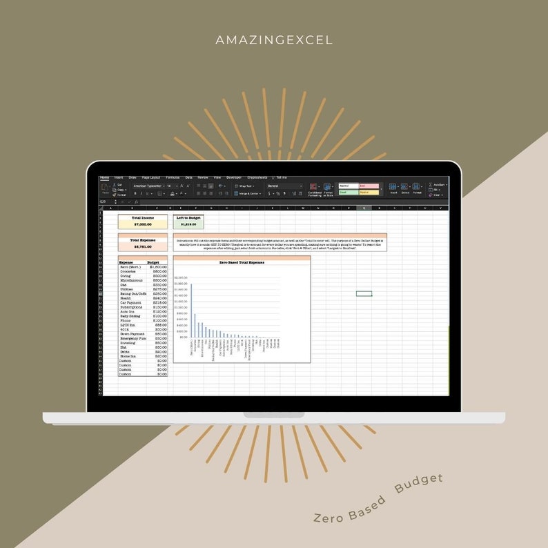 Zero Based Budget Spreadsheet for Excel, Budget Spreadsheet, Zero Based ...
