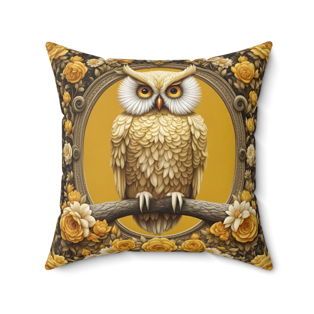 Adorable Owl in Yellow and Cream Throw Pillow. Great for - Etsy