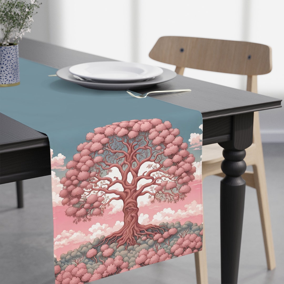 Pink and Blue Rowan Tree Table Runner Tree of Life Lightweight ...