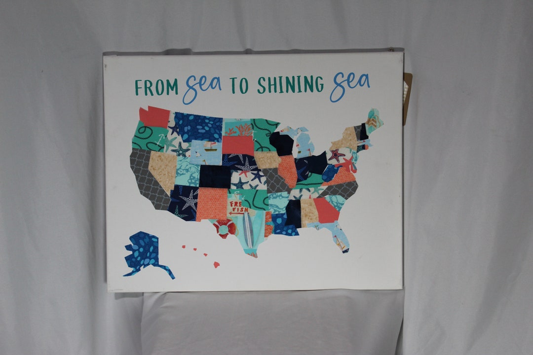 From Sea to Shining Sea US Fabric Map - Etsy