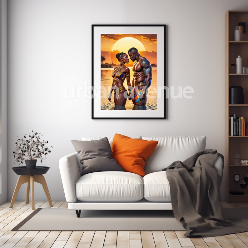 Romantic Black Couple, African American Couple, Love Clipart, in Africa, African Art, Valentines ...