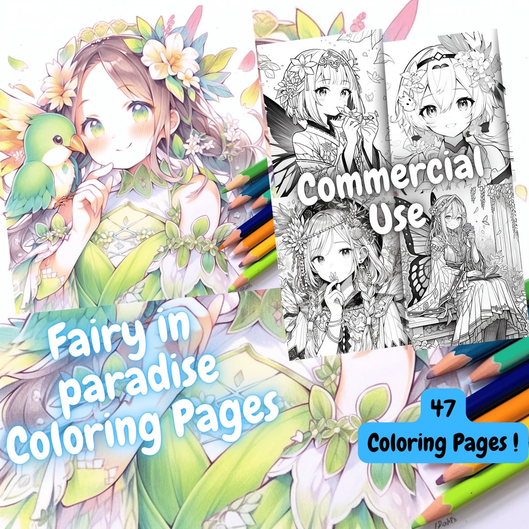 47 Fairy Anime Summer Coloring Fantasy Anime Coloring Page - Etsy