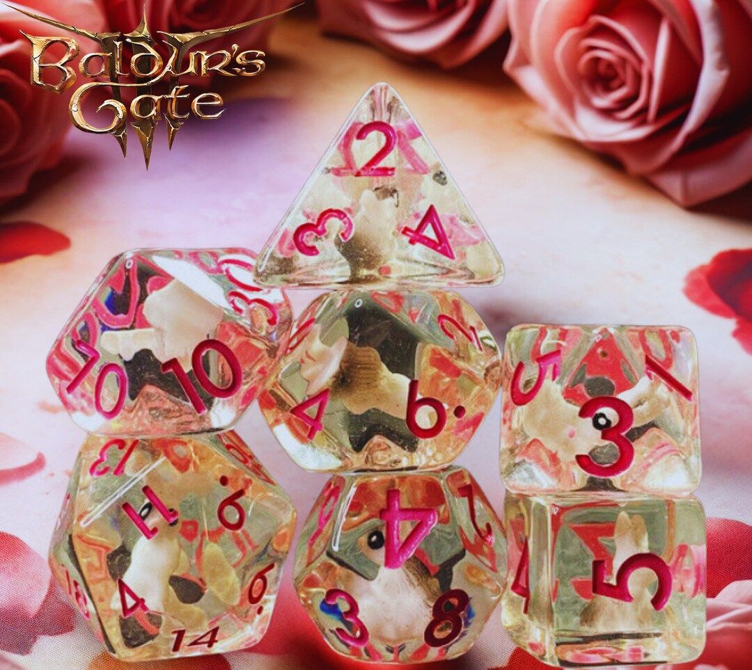 Bunny Familiar Pink Resin Dice Set Cute Bunny Ideal for RPG, DND, TTRPG ...