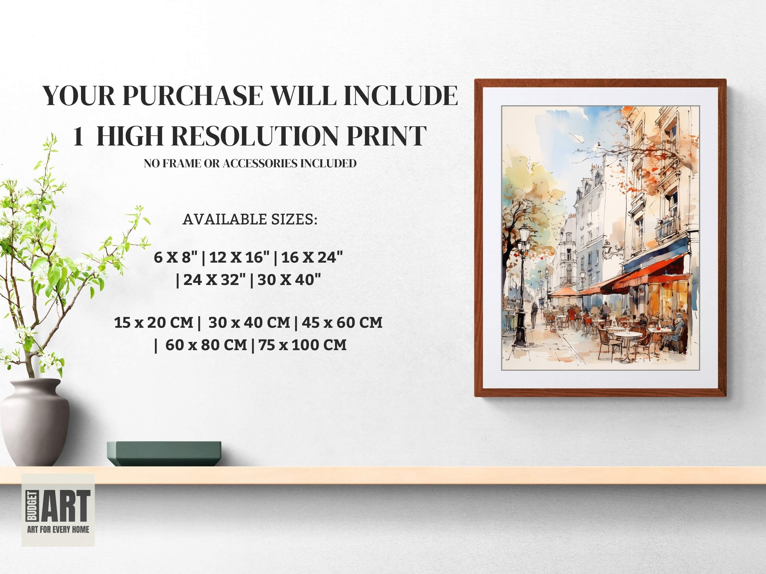 Chic Parisian Sidewalk Cafe Art Print, Timeless Paris Street Scene ...