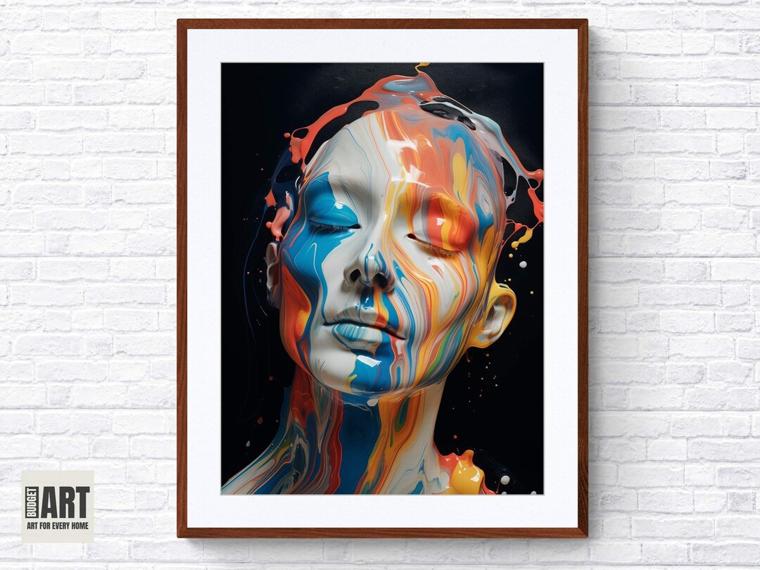 Contemporary Abstract Face Poster, Colorful Woman Art Print, Surreal ...