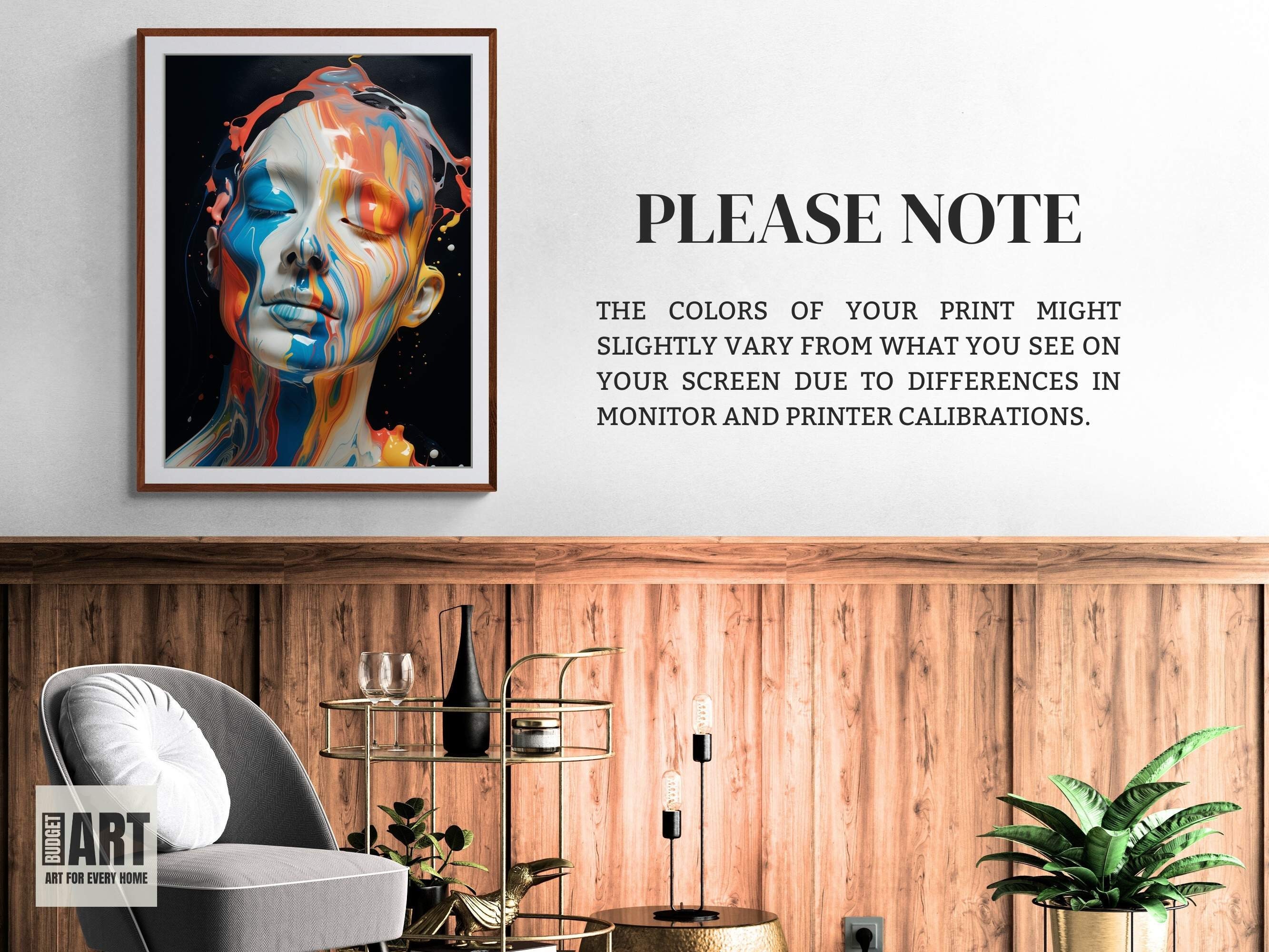 Contemporary Abstract Face Poster, Colorful Woman Art Print, Surreal ...