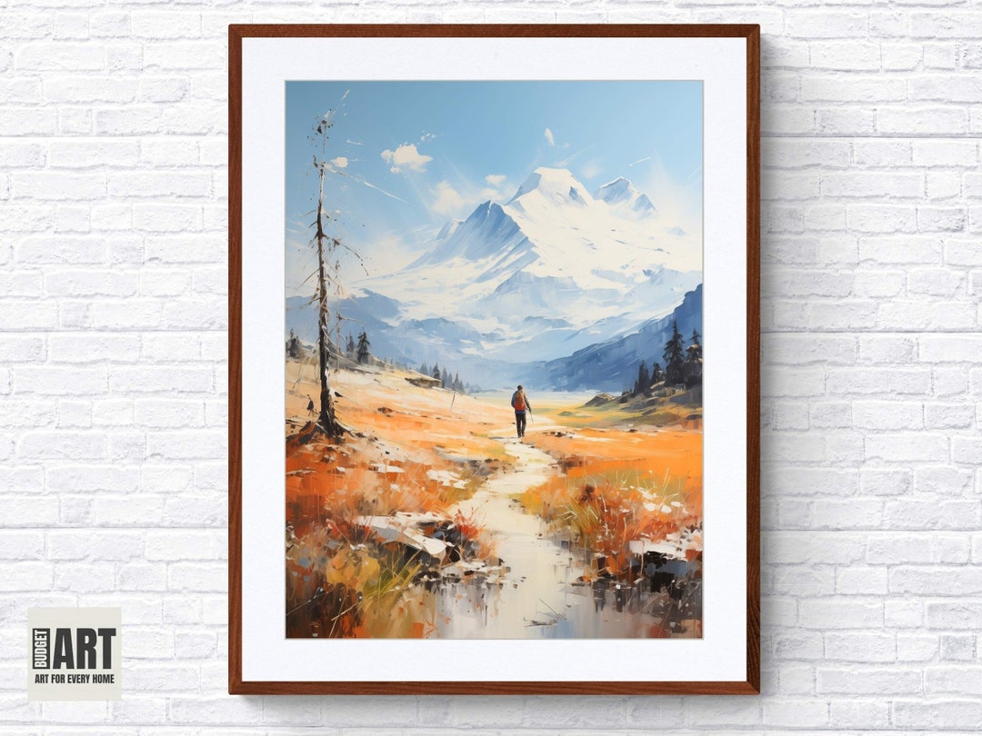 Autumn Mountain Path Art Print - Reflective Wall Art Poster, Nature ...