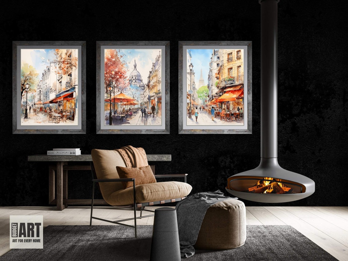 Chic Parisian Sidewalk Cafe Art Print, Timeless Paris Street Scene ...